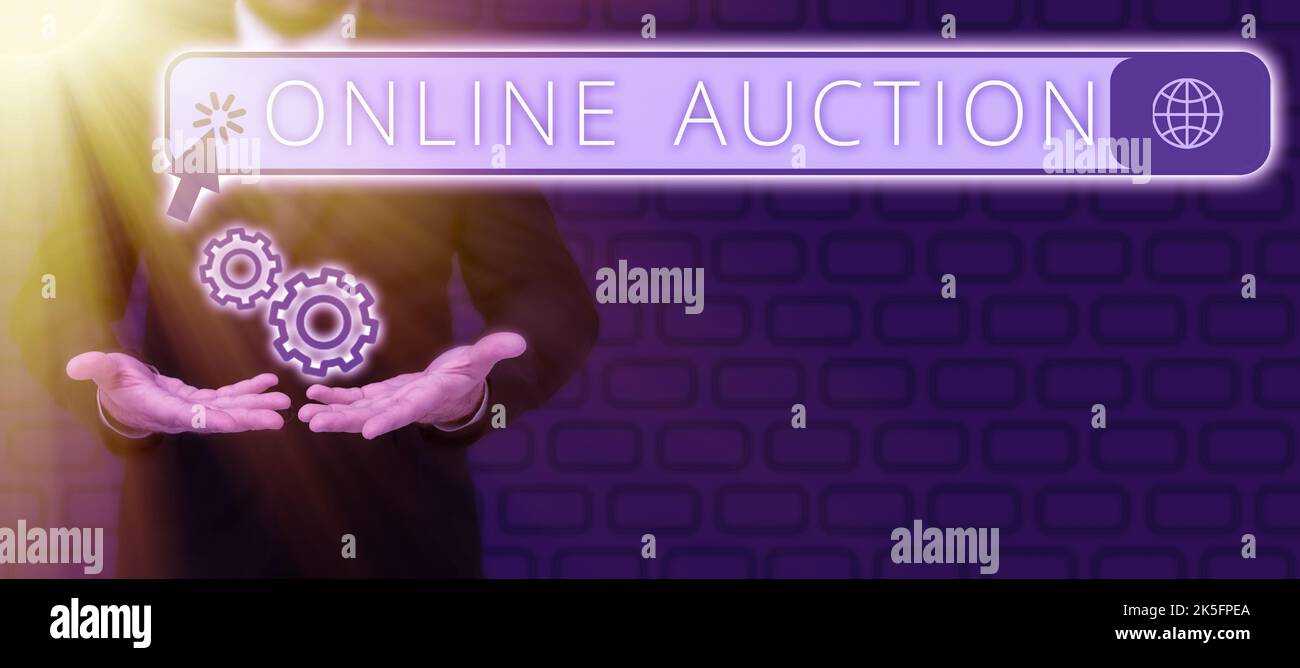 Sign displaying Online Auction. Business idea digitized sale event ...