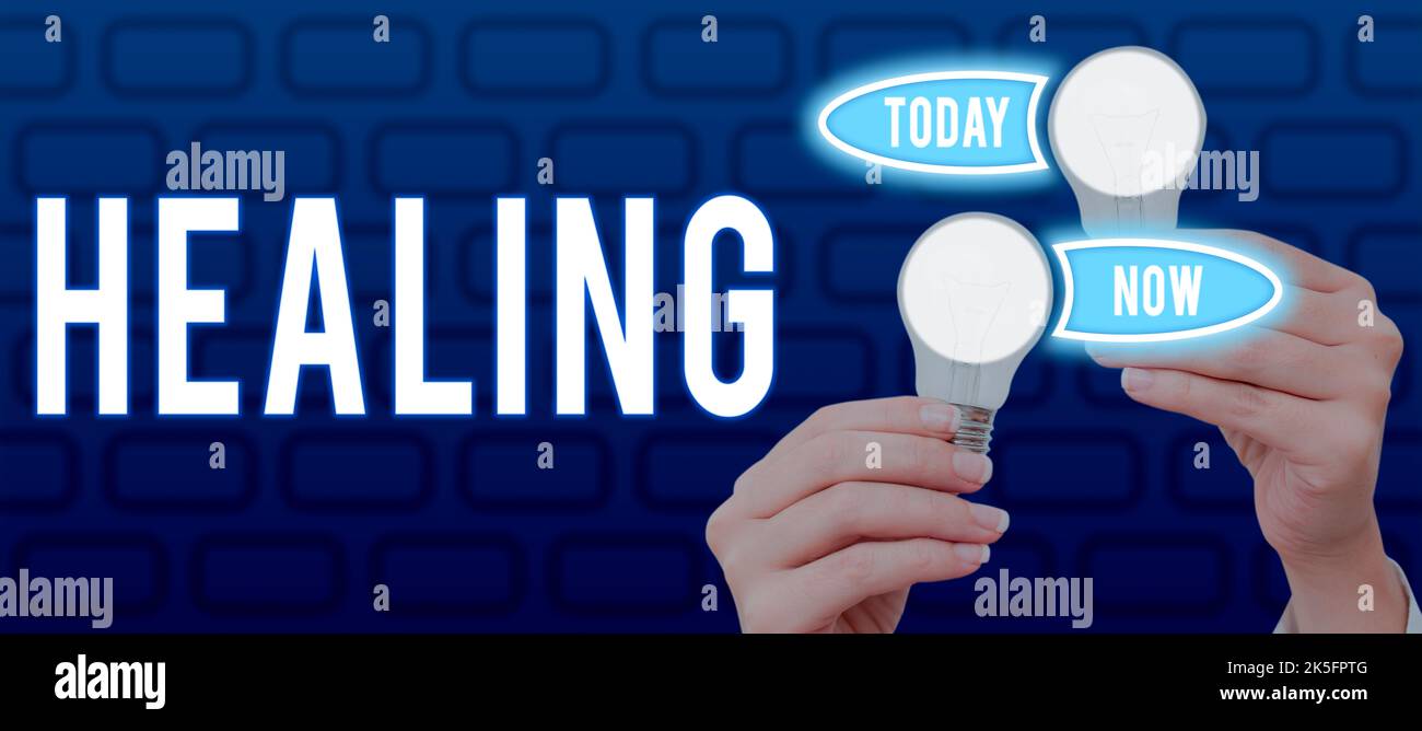 Text caption presenting Healing. Word for process of the restoration of ...