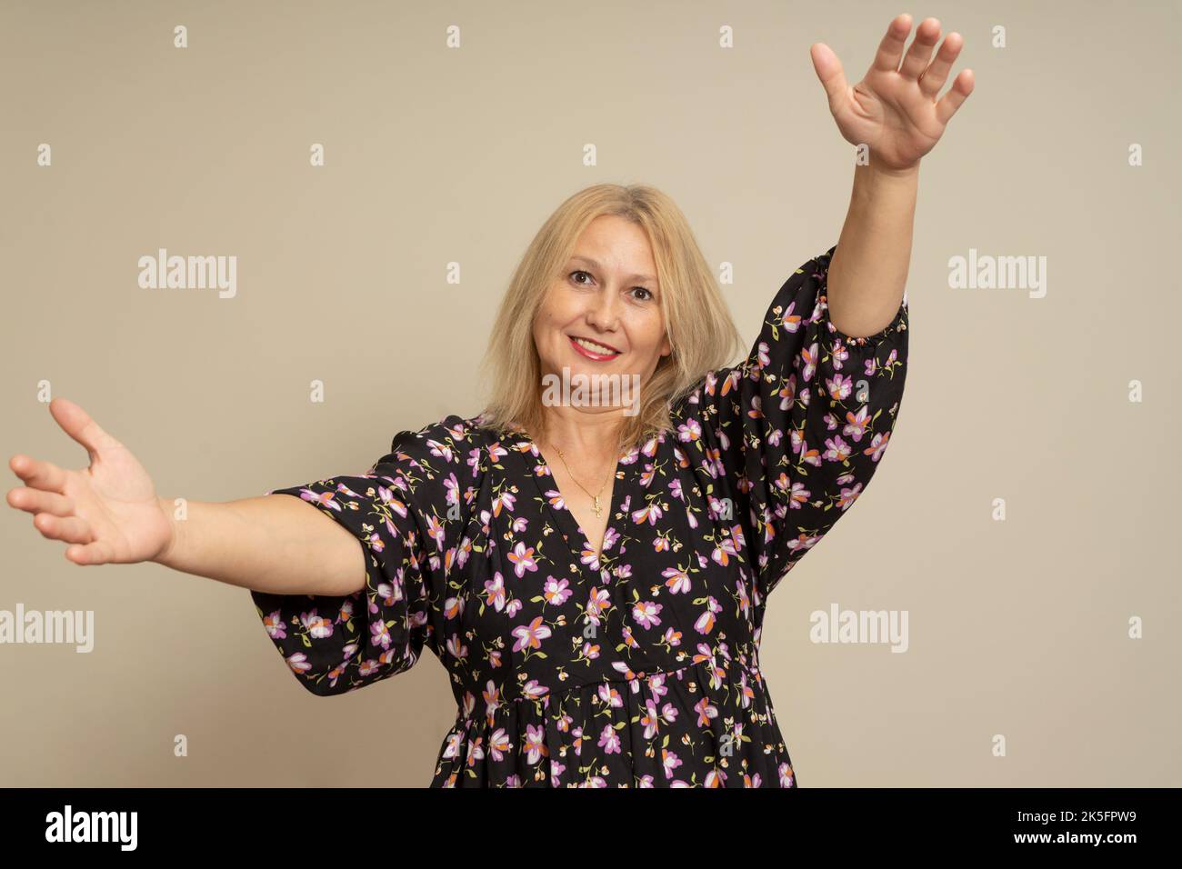 Relaxed woman outstretched arms isolated hi-res stock photography and ...