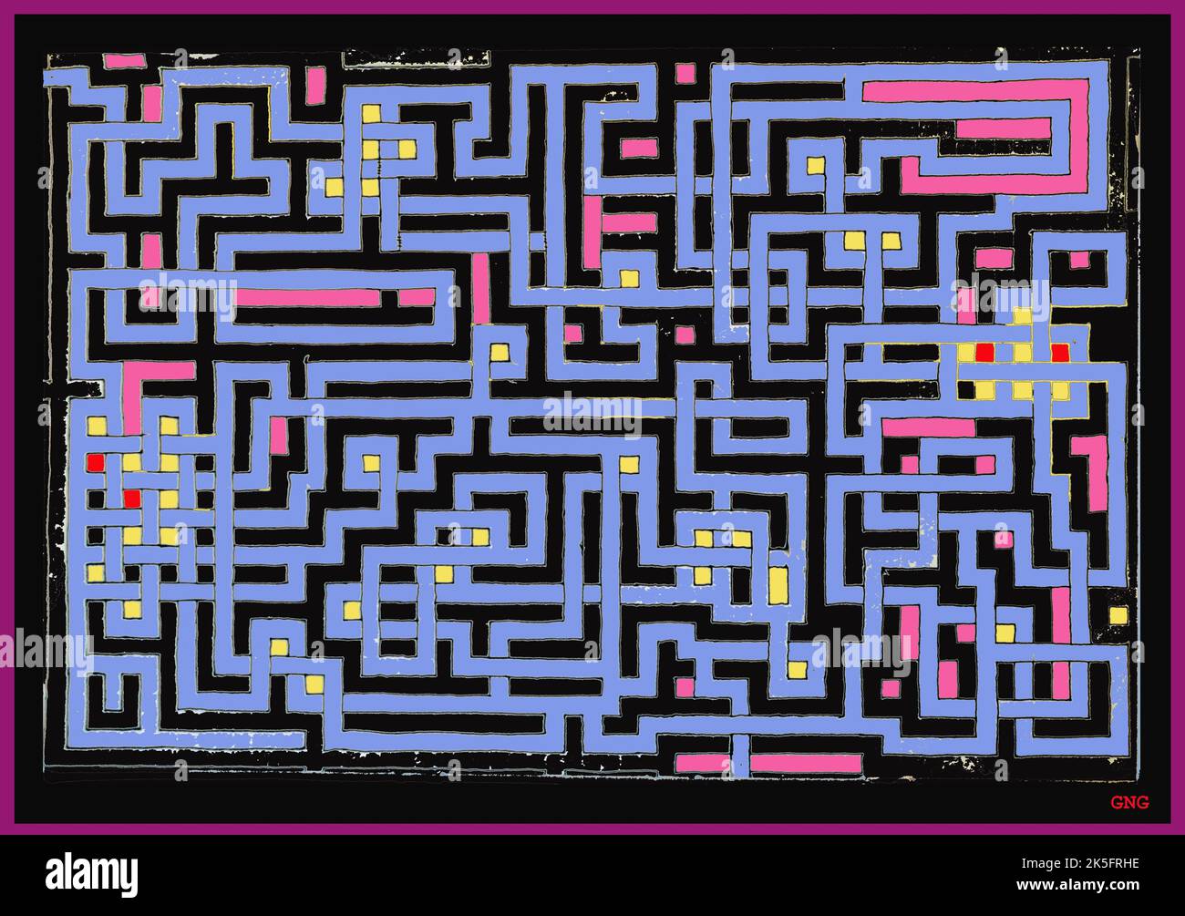 Colorful sketch with maze pattern, designed with pens and markers ...