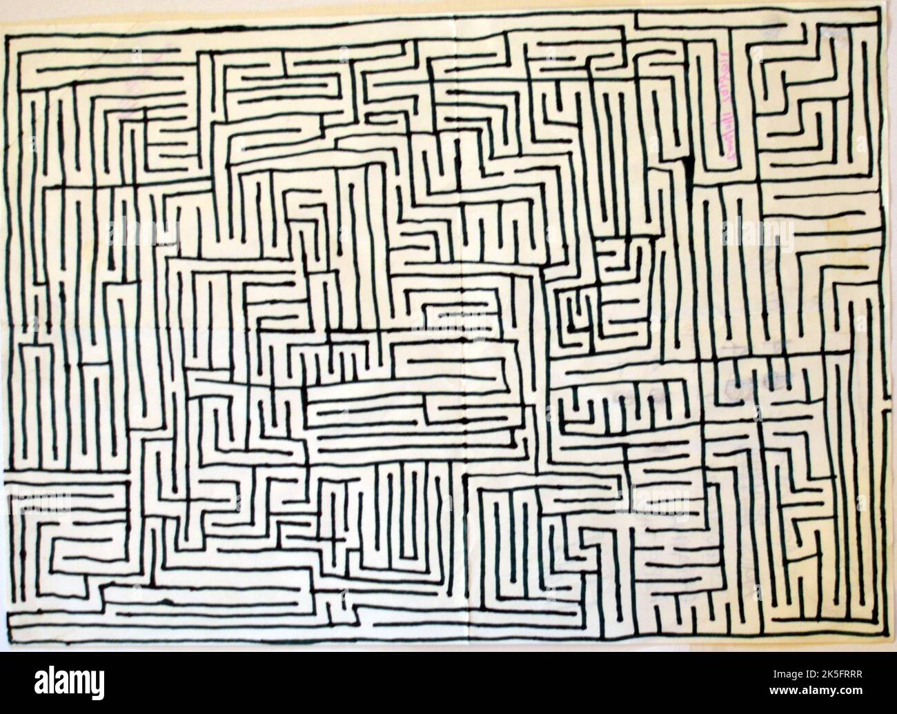 Colorful sketch with maze pattern, designed with pens and markers ...