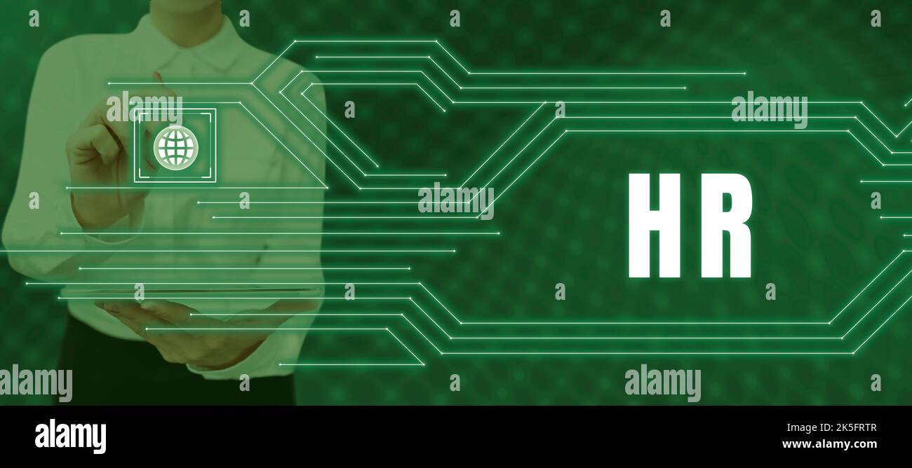 Text sign showing Hr. Concept meaning human resource strategic approach ...