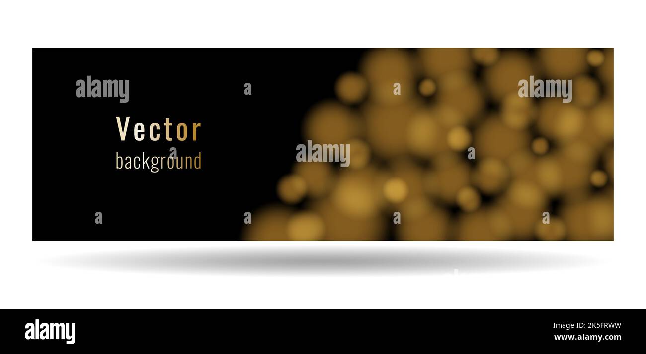Vector banner template. Bright chic rich banner with golden blurred ...