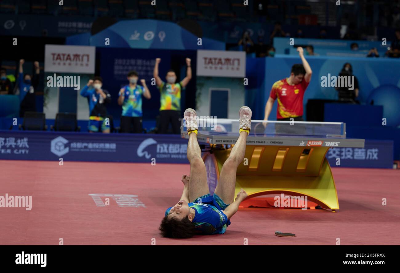 CHENGDU, CHINA - OCTOBER 8, 2022 - Tomokazu Harimoto of Japan competes ...