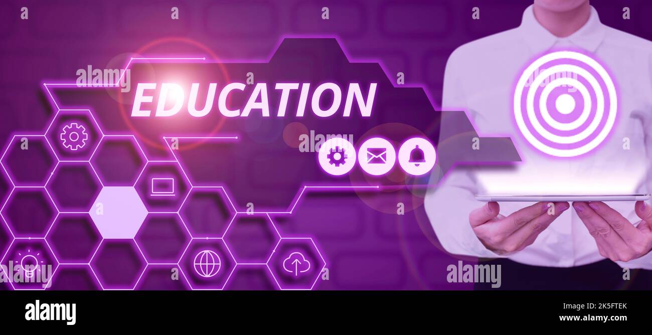 Text caption presenting Education. Business idea the process of ...