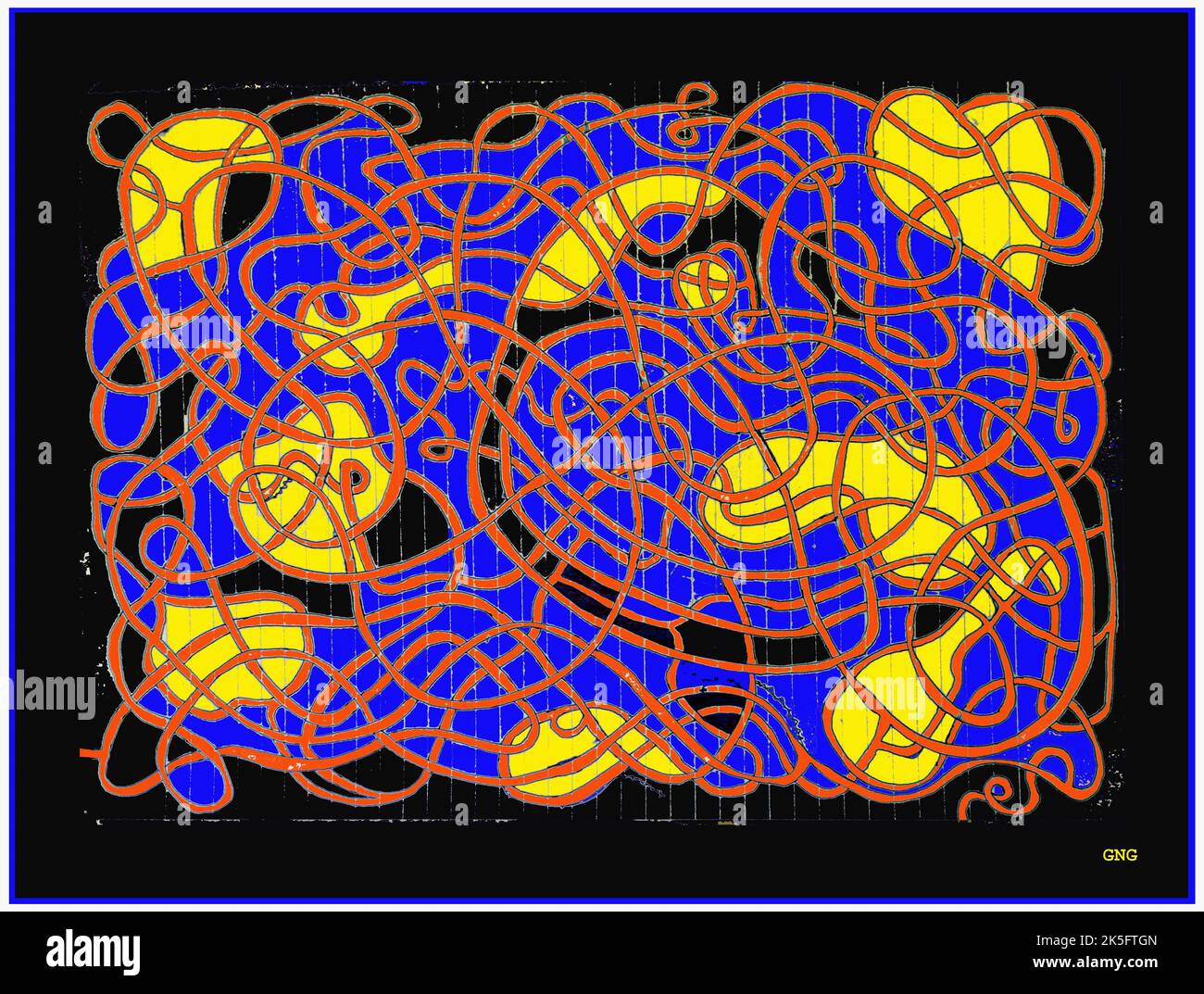 Colorful sketch with maze pattern, designed with pens and markers ...