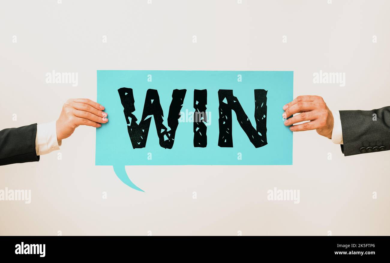 Conceptual display Win. Concept meaning achieving victory in a fight ...