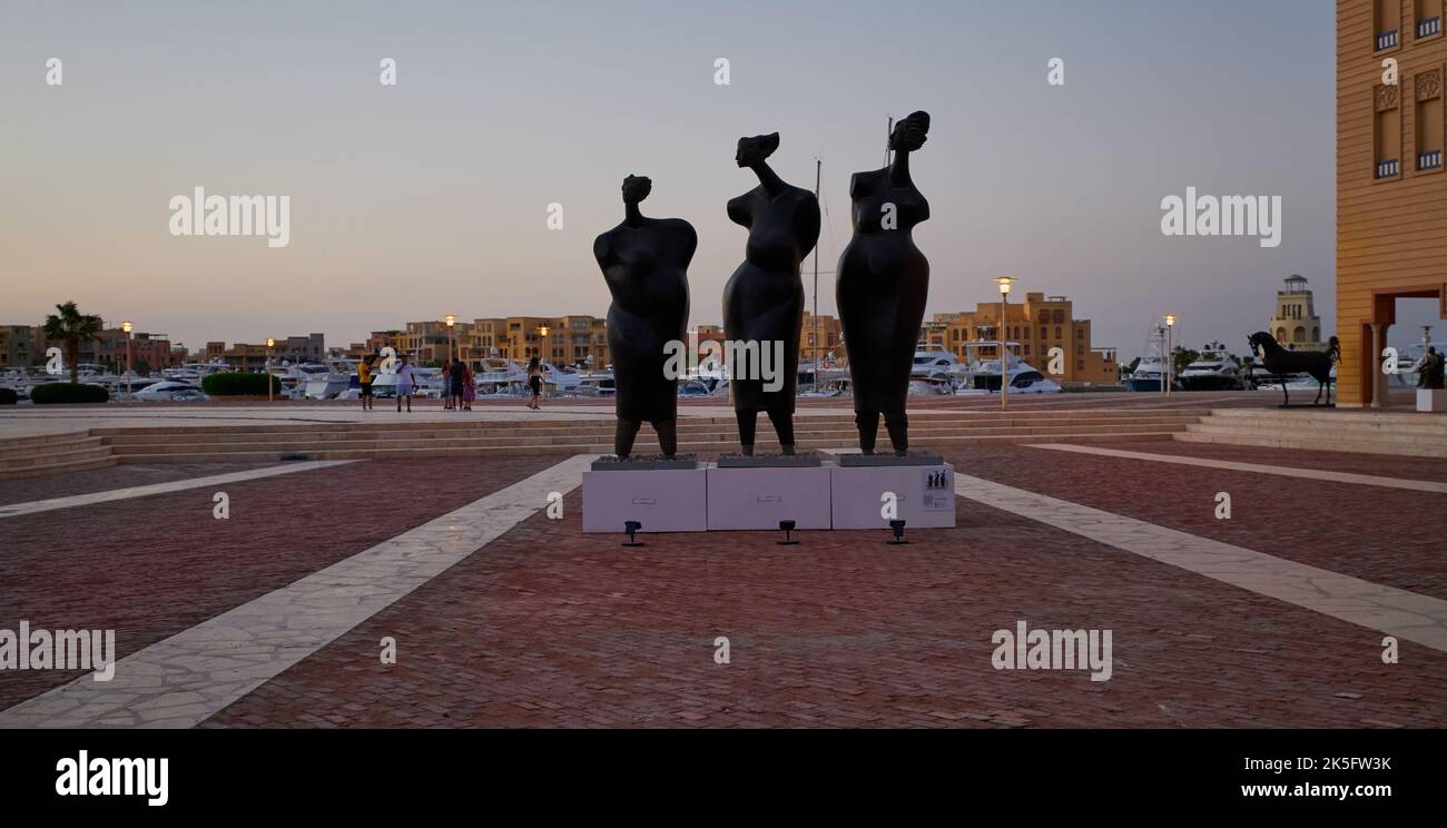Abu Tig Marina in El Gouna, Hurghada, Red Sea Governorate, Egypt sunset ...