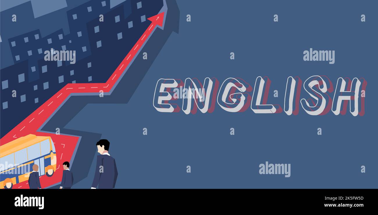 Hand writing sign English. Word for possible communication between ...