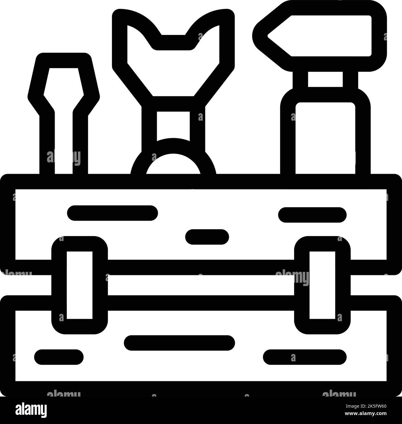 Full toolbox icon outline vector. Toolbox kit. Repair hammer Stock ...