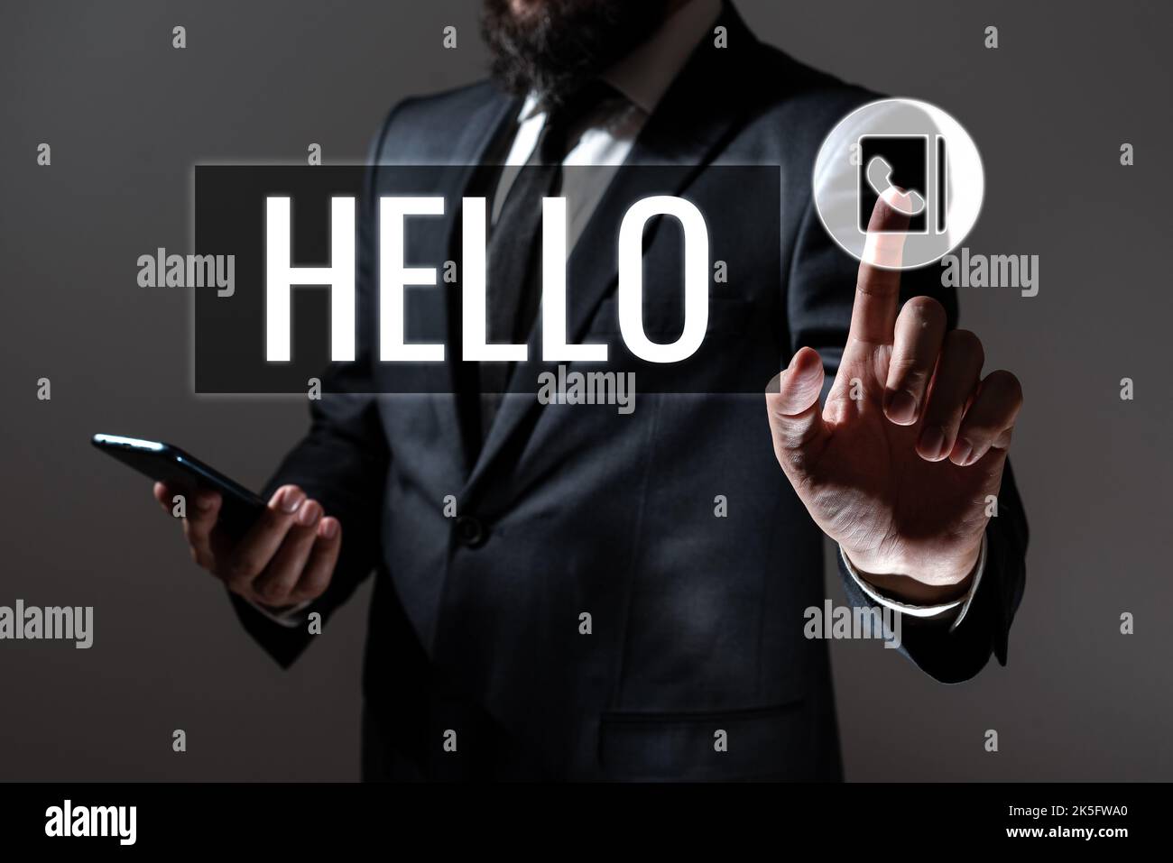 Conceptual display Hello. Conceptual photo alteration of hallo which ...