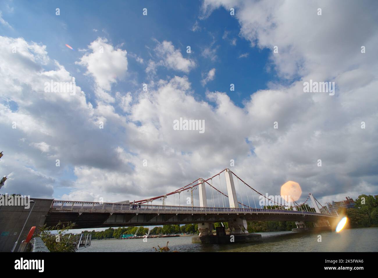 Albert Bridge in the city centre of London from the Battersea side of ...
