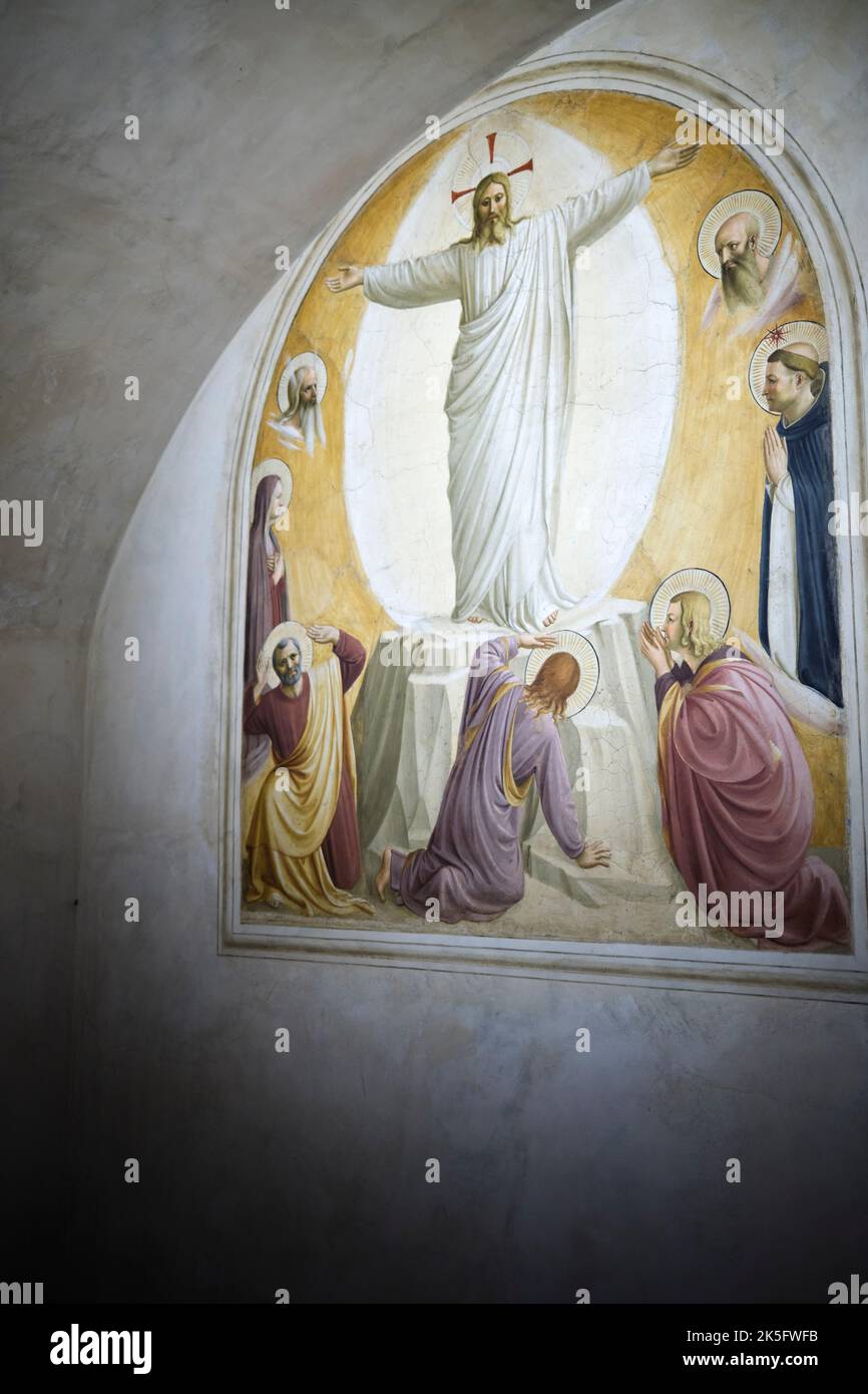 Fresco by Fra Angelico on the wall of a Monks Cell in the San Marco ...