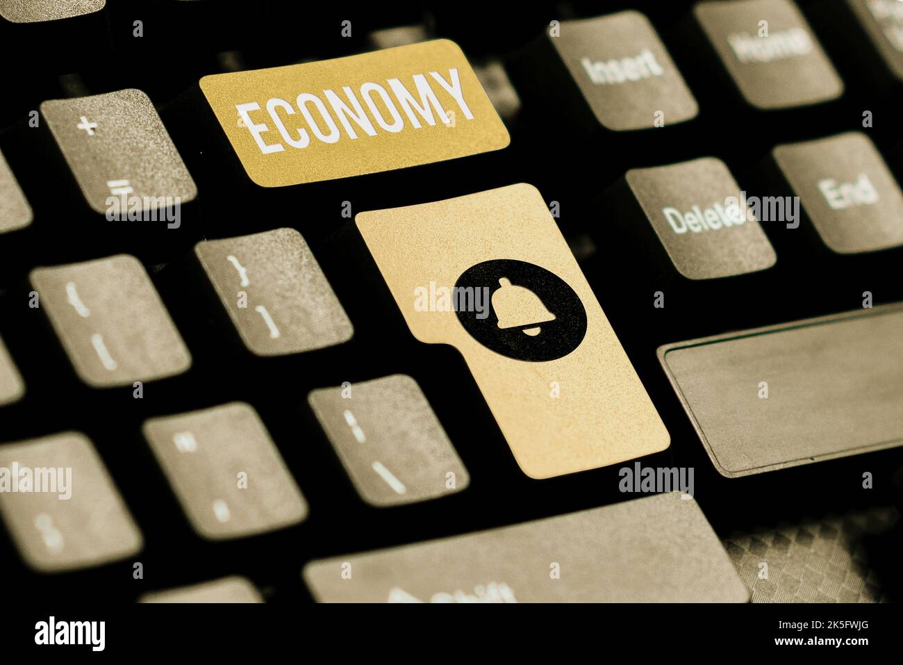 Text caption presenting Economy. Business overview the system of how ...