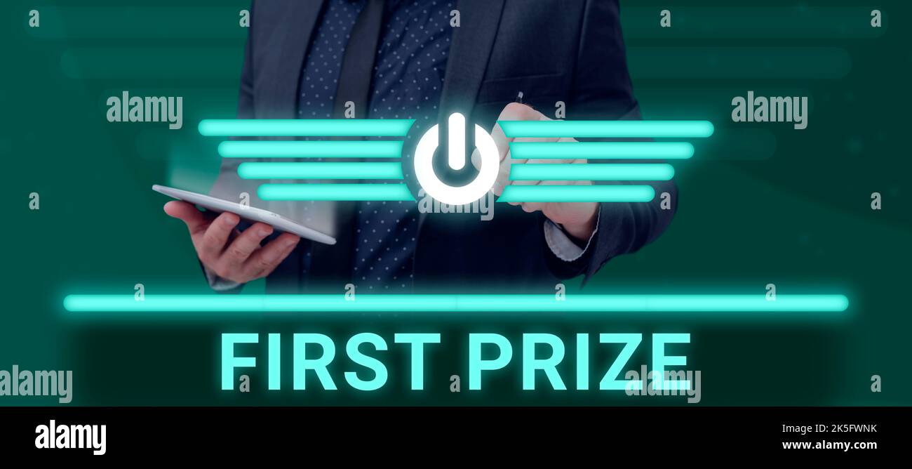 Handwriting text First Prize. Business approach most coveted prize that ...