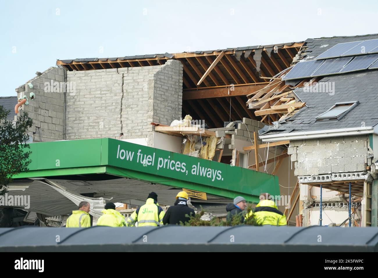 Emergency services continue their work at the scene of an explosion at ...