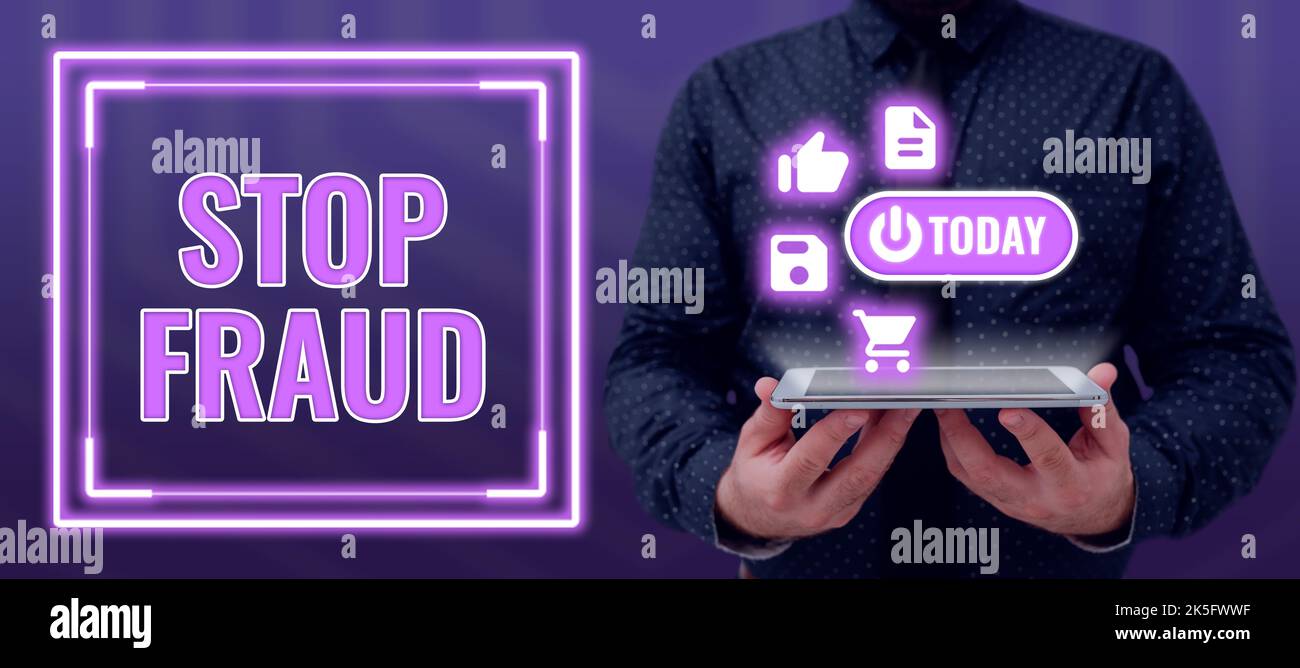 Conceptual display Stop Fraud. Business idea campaign advices showing ...