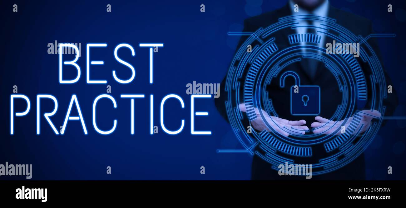 Text showing inspiration Best Practice. Word for Selective Focus Proven ...