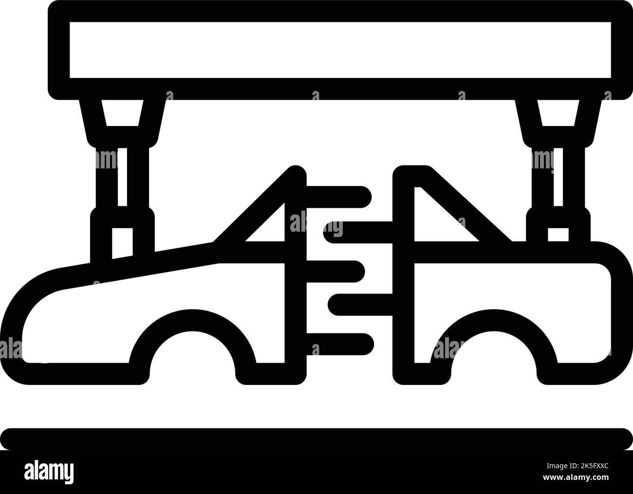 Side by side car print icon outline vector. Product brake. Machine ...