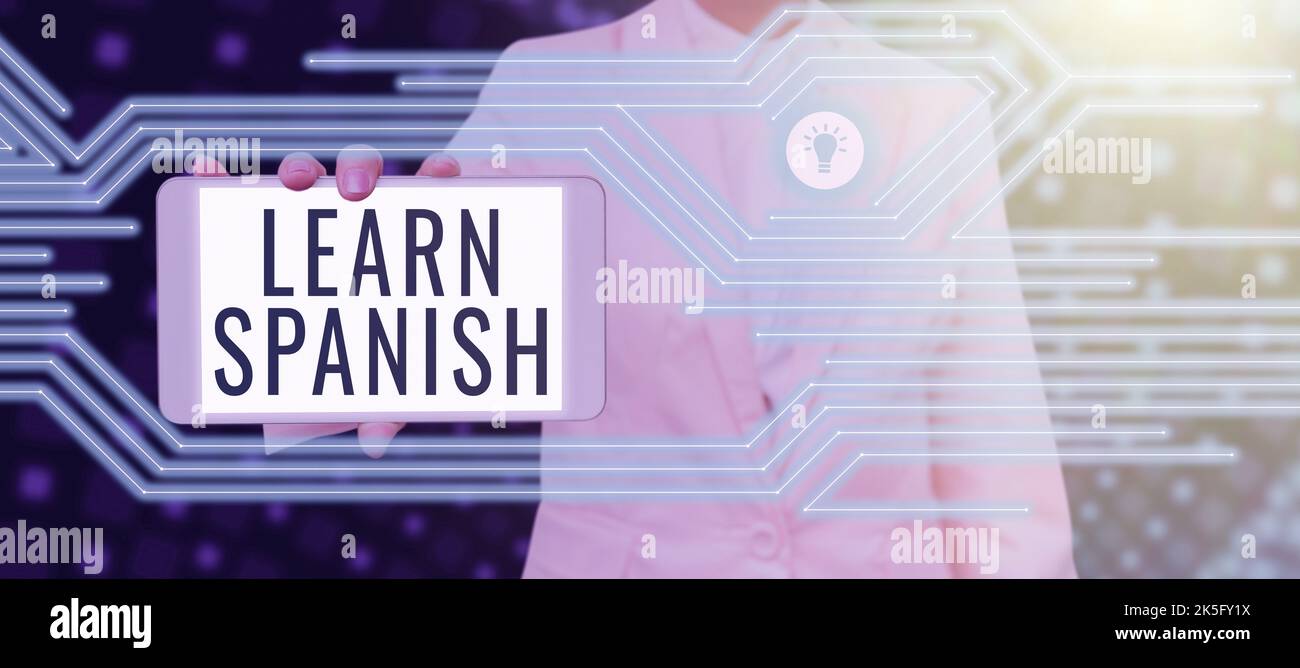 Text sign showing Learn Spanish. Business idea to train writing and ...