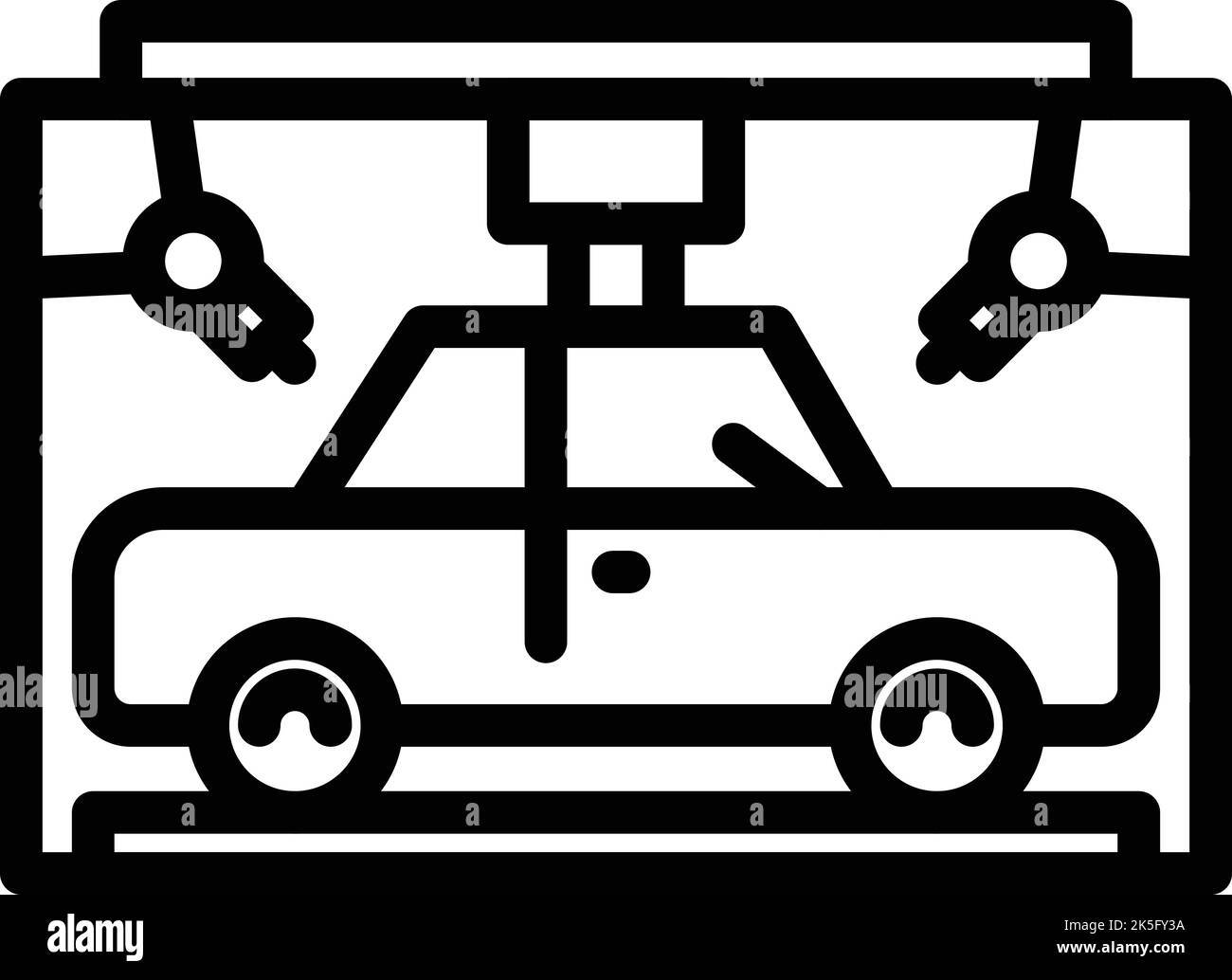3d Car Printing Stand Icon Outline Vector Printer Design Print Vehicle Stock Vector Image