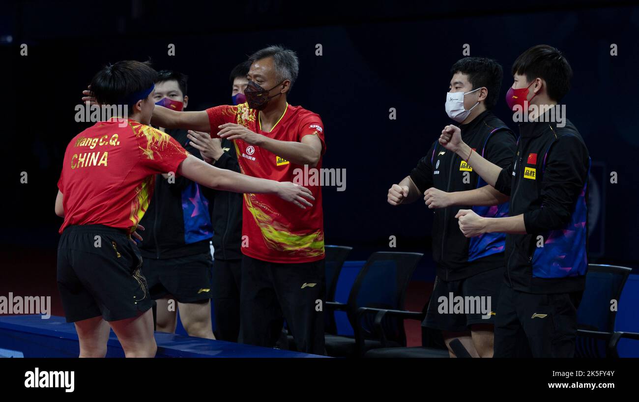 CHENGDU, CHINA - OCTOBER 8, 2022 - Wang Chuqin of China celebrate ...