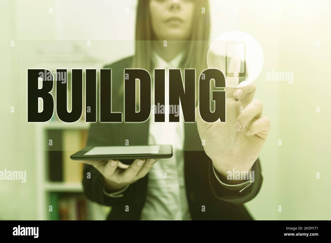Conceptual caption Building. Word Written on the art or business of ...