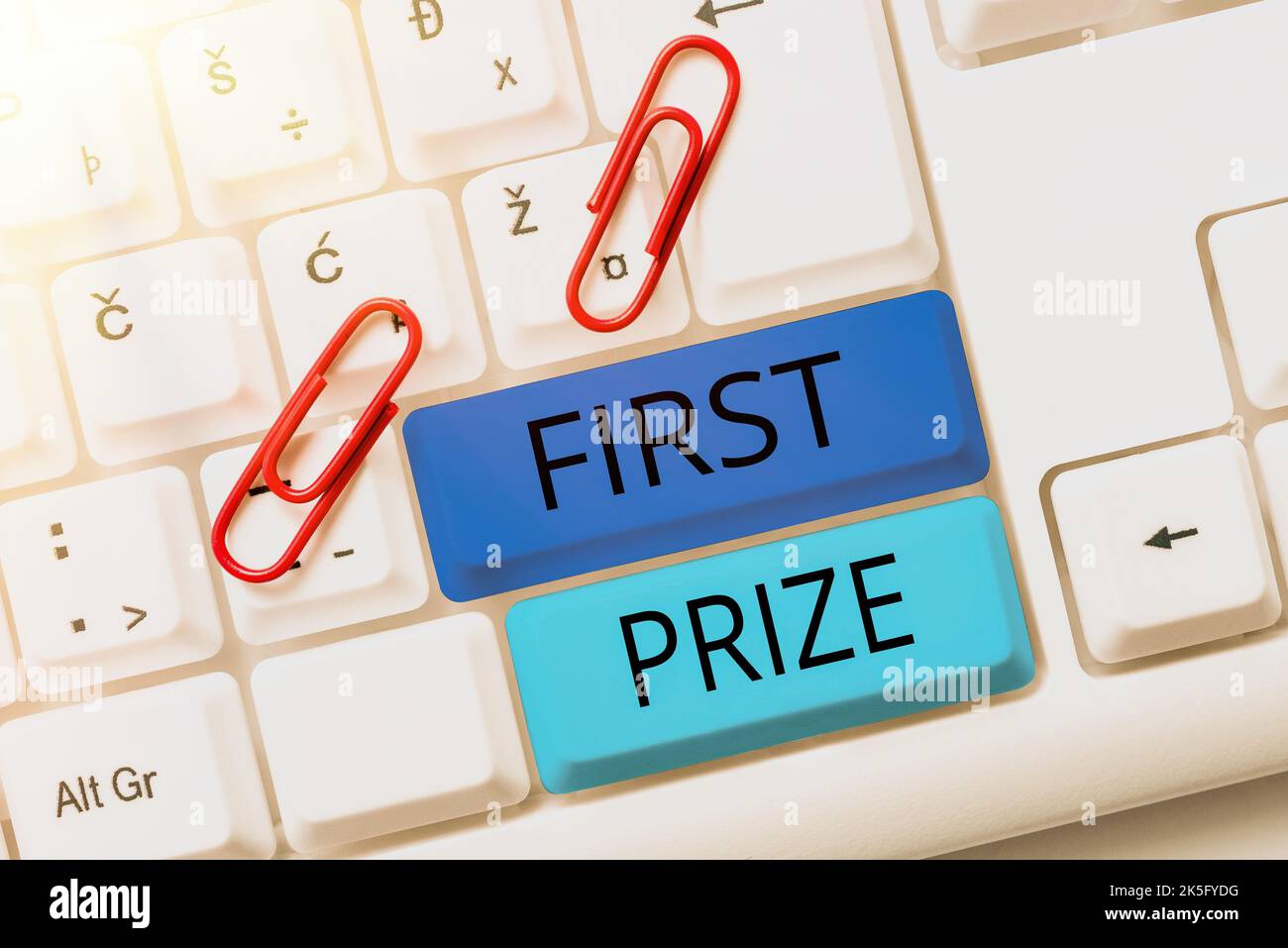 Text caption presenting First Prize. Business concept most coveted ...