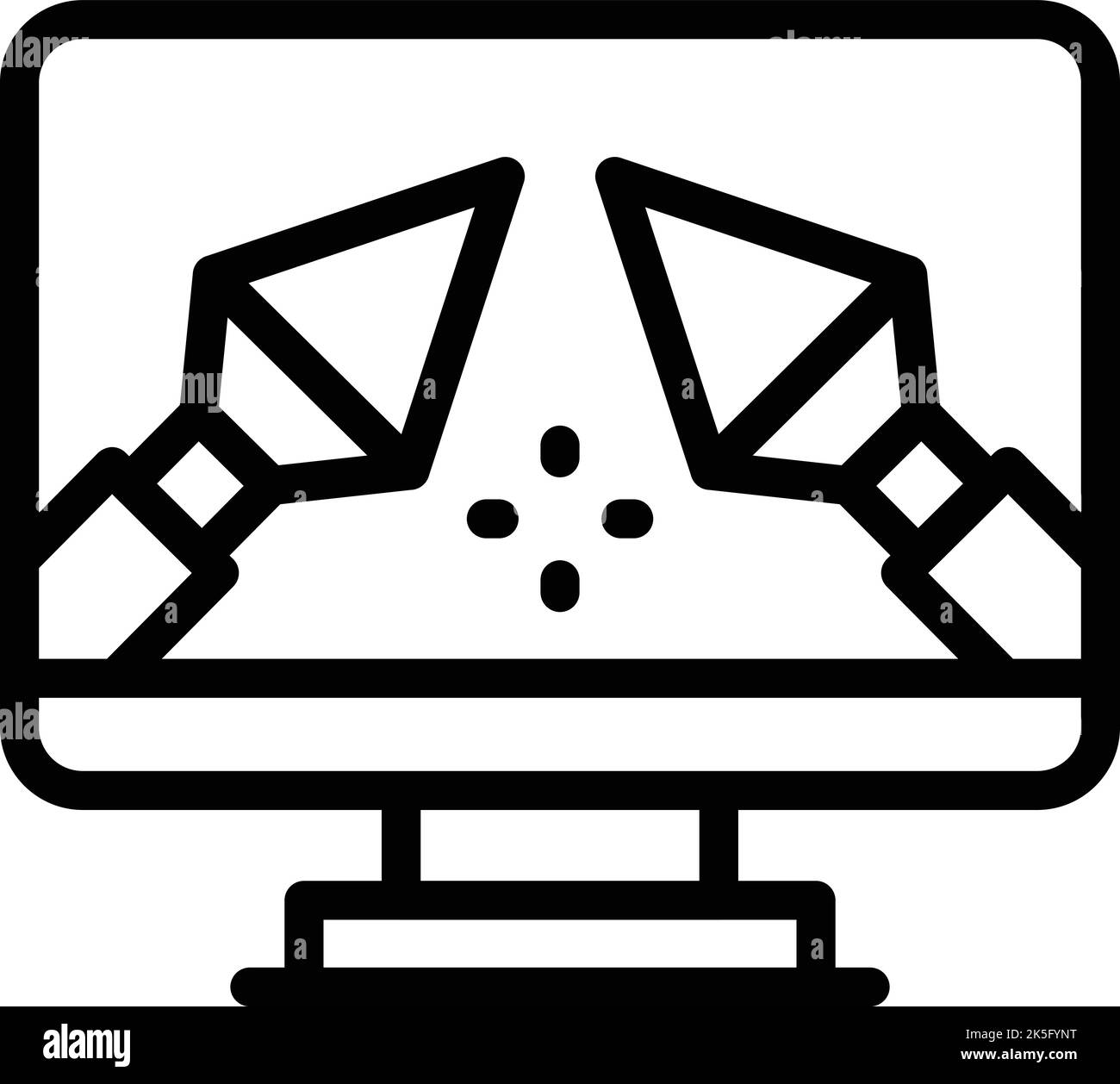 Pc monitor game icon outline vector. Cyber app. Electronic gamer Stock ...