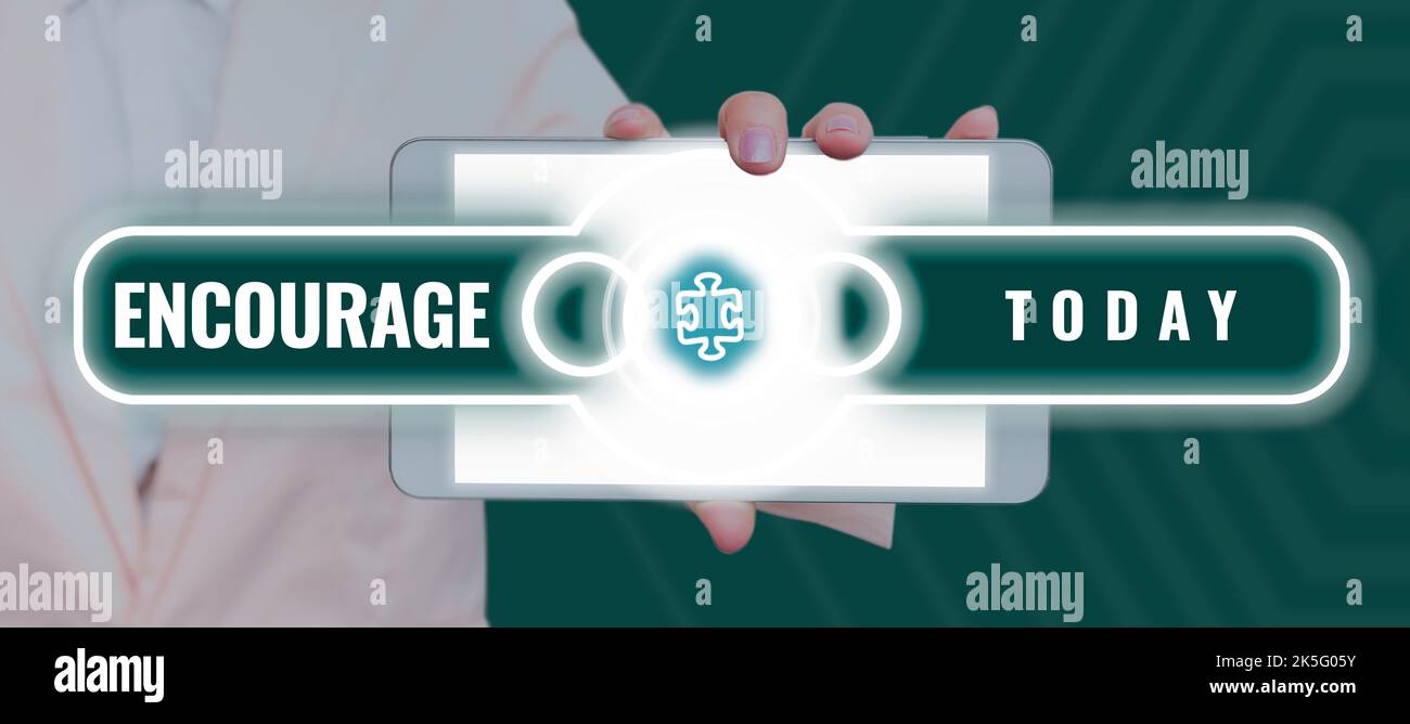 Inspiration showing sign Encourage. Concept meaning to inspire with ...