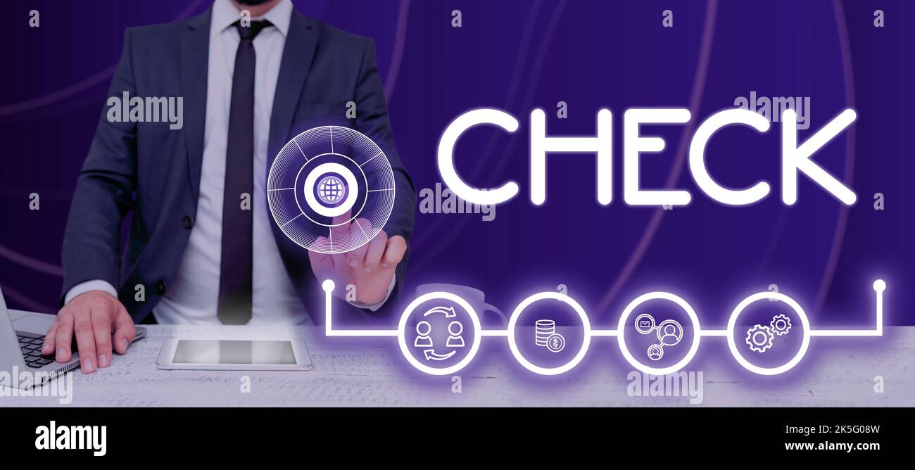 Sign displaying check word hi-res stock photography and images - Alamy