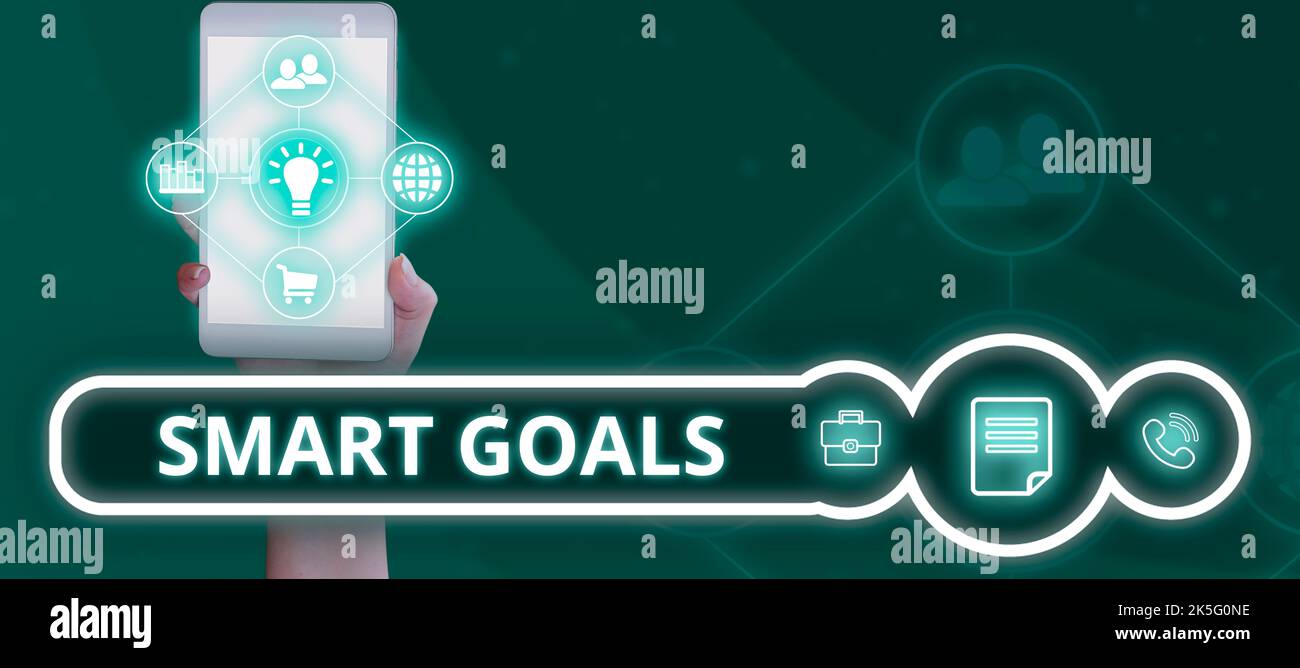 Text caption presenting Smart Goals. Word Written on mnemonic used as a ...