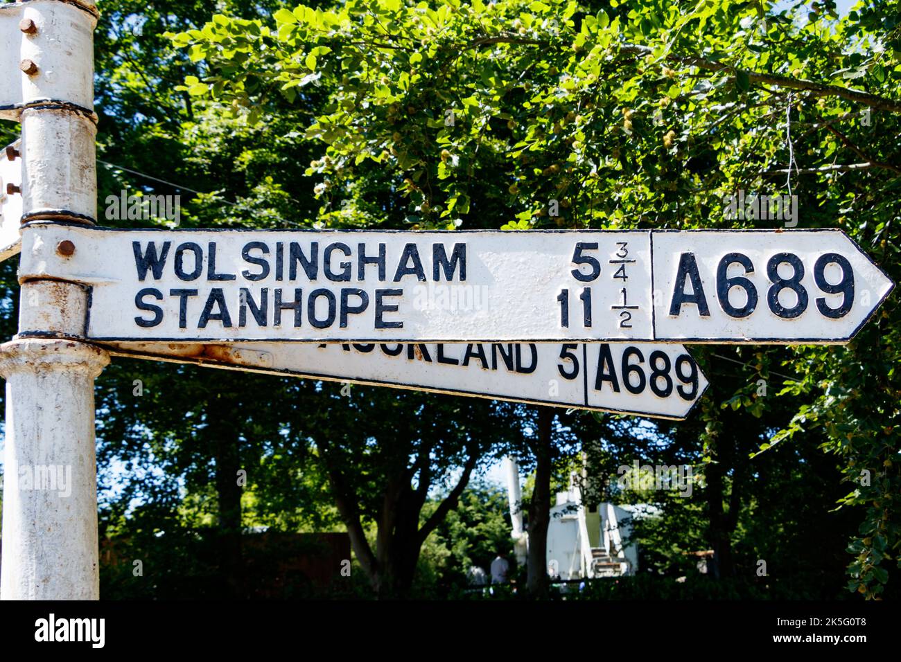 old cast iron road direction street sign at Beamish open air museum ...