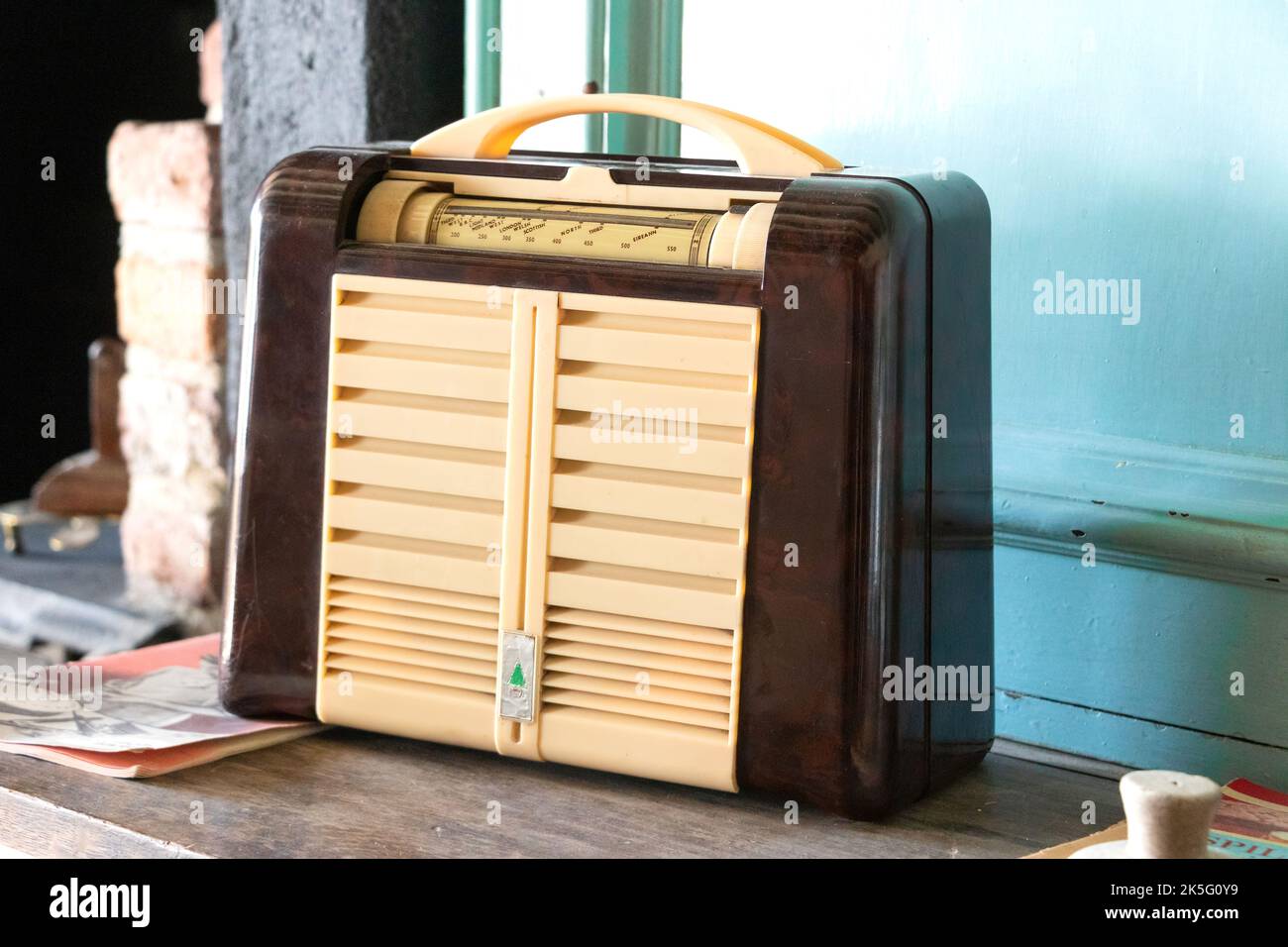 old bakelite Bush brand portable radio at beamish museum in county ...