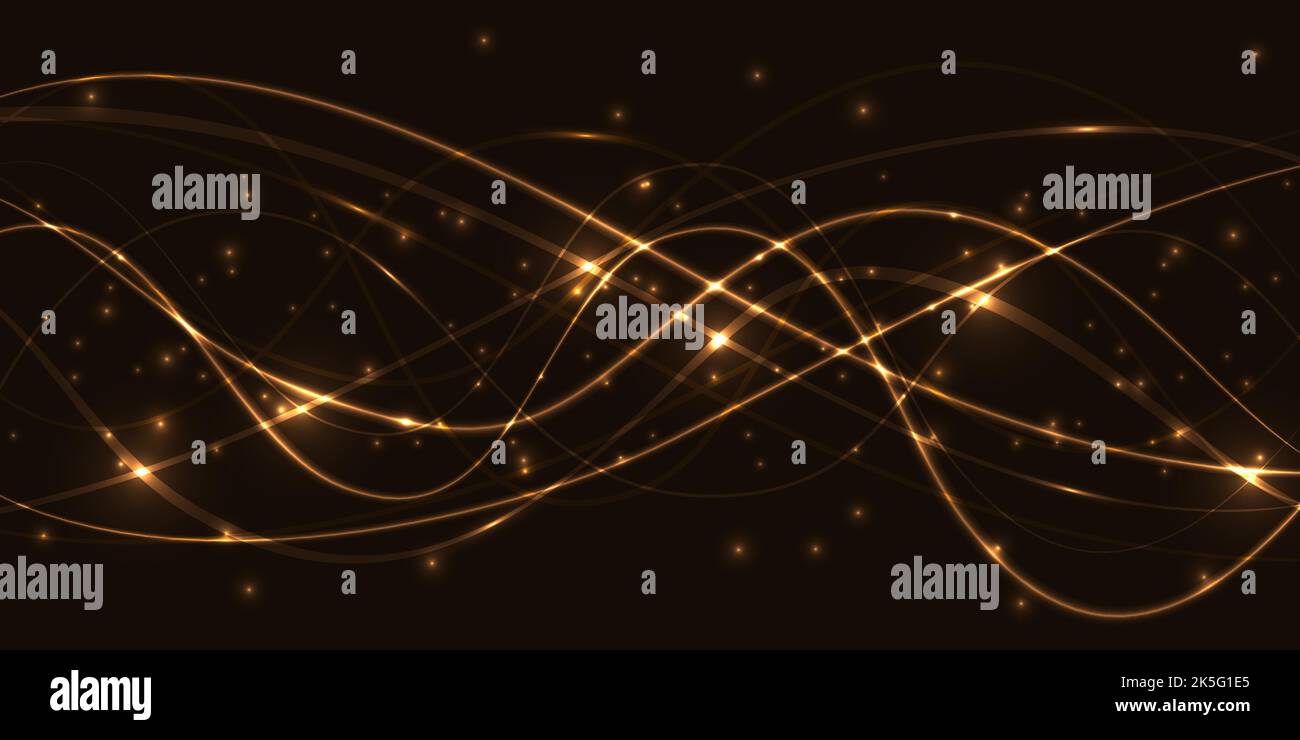 Dark abstract background with translucent luminous lines and highlights ...