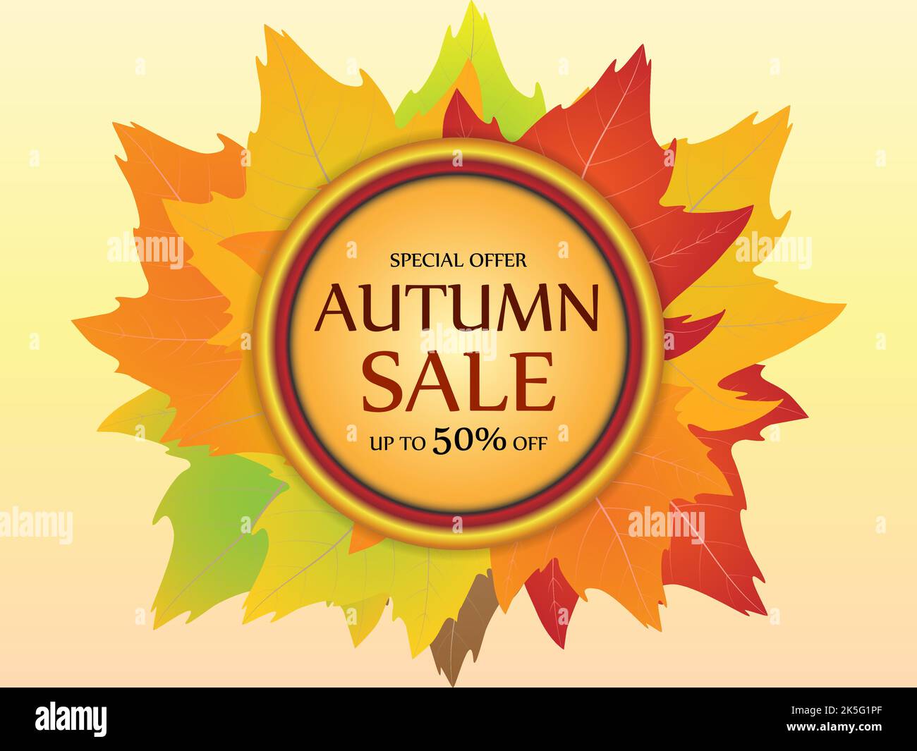 Autumn sales banner and special offers with colorful seasonal autumn ...