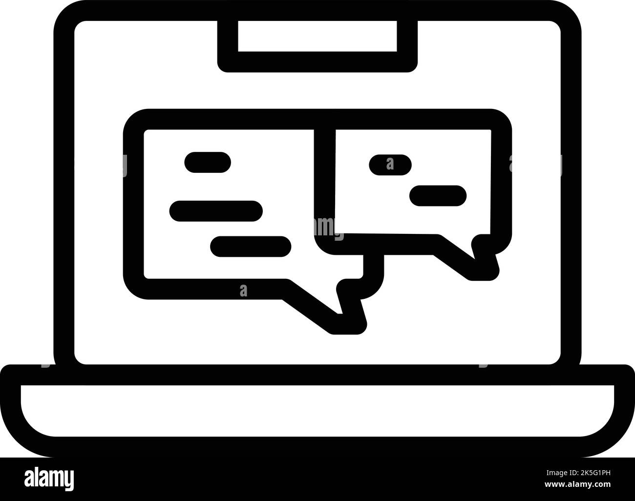 Laptop chat software icon outline vector. Build process. Code monitor ...
