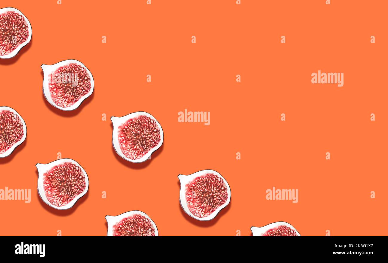 Figs. Top view photo. Design template with copy space. Minimal style ...