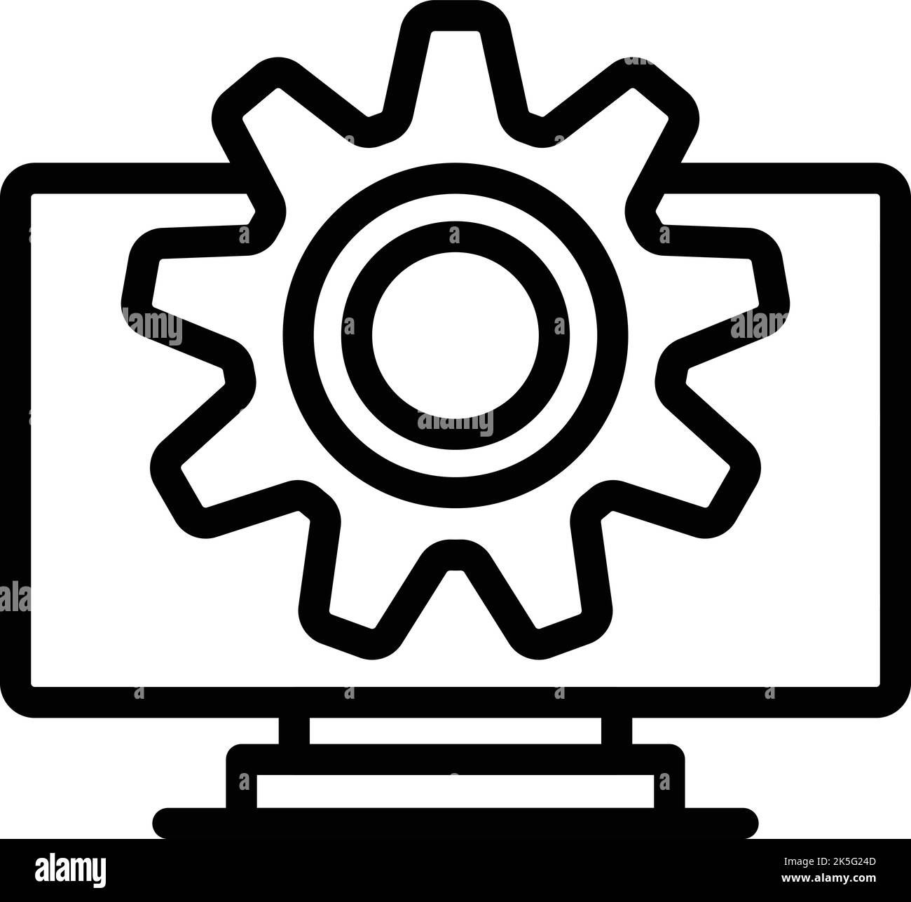 Gear team monitor icon outline vector. App code. Service system Stock ...