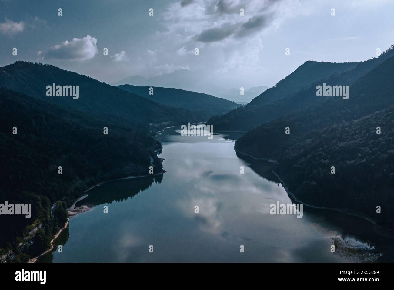 The beautiful landscape of Wiestalstausee with cloudy sky Stock Photo ...