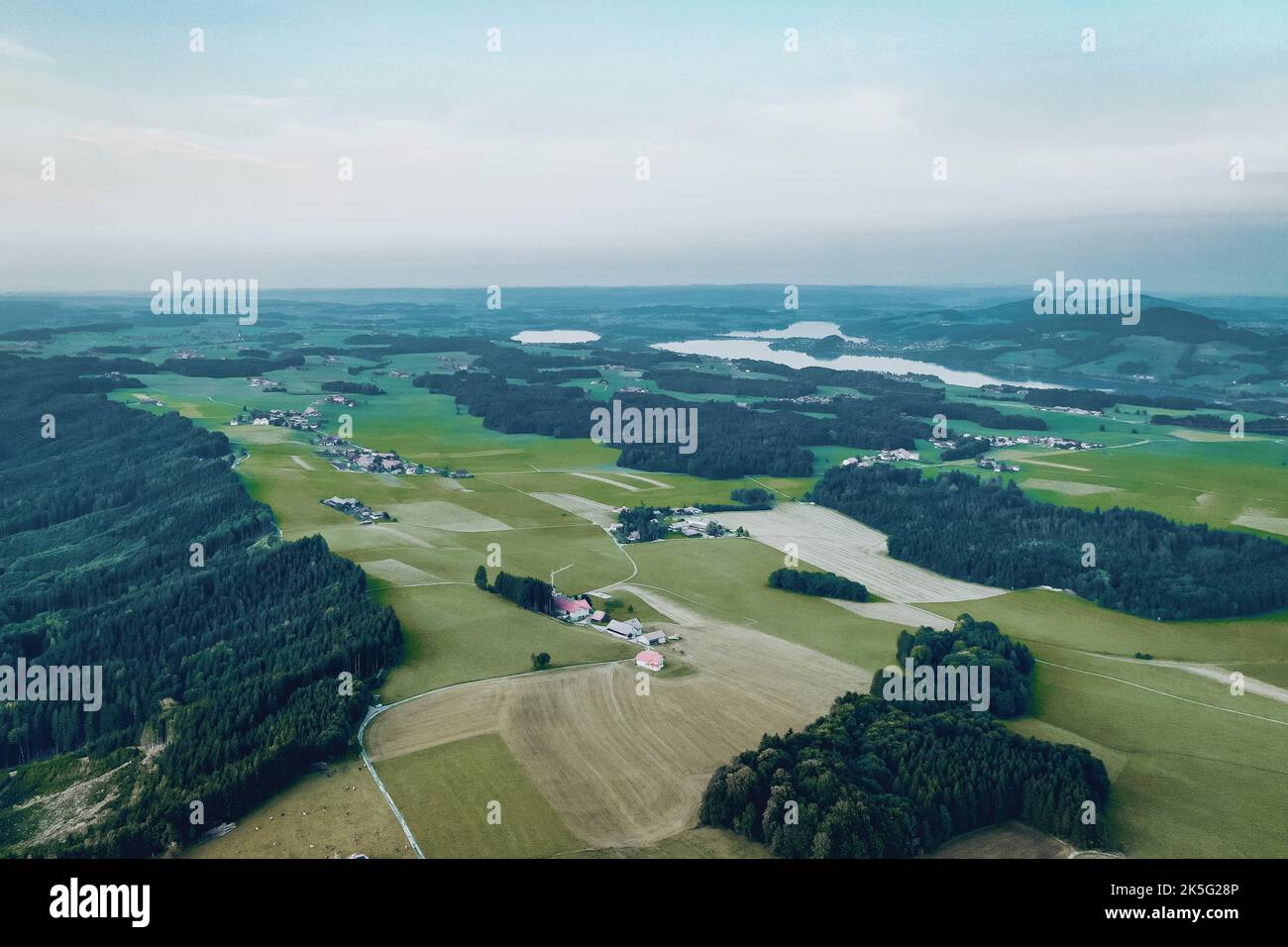 The aerial green landscape in the Nussdorf am Haunsberg Stock Photo - Alamy