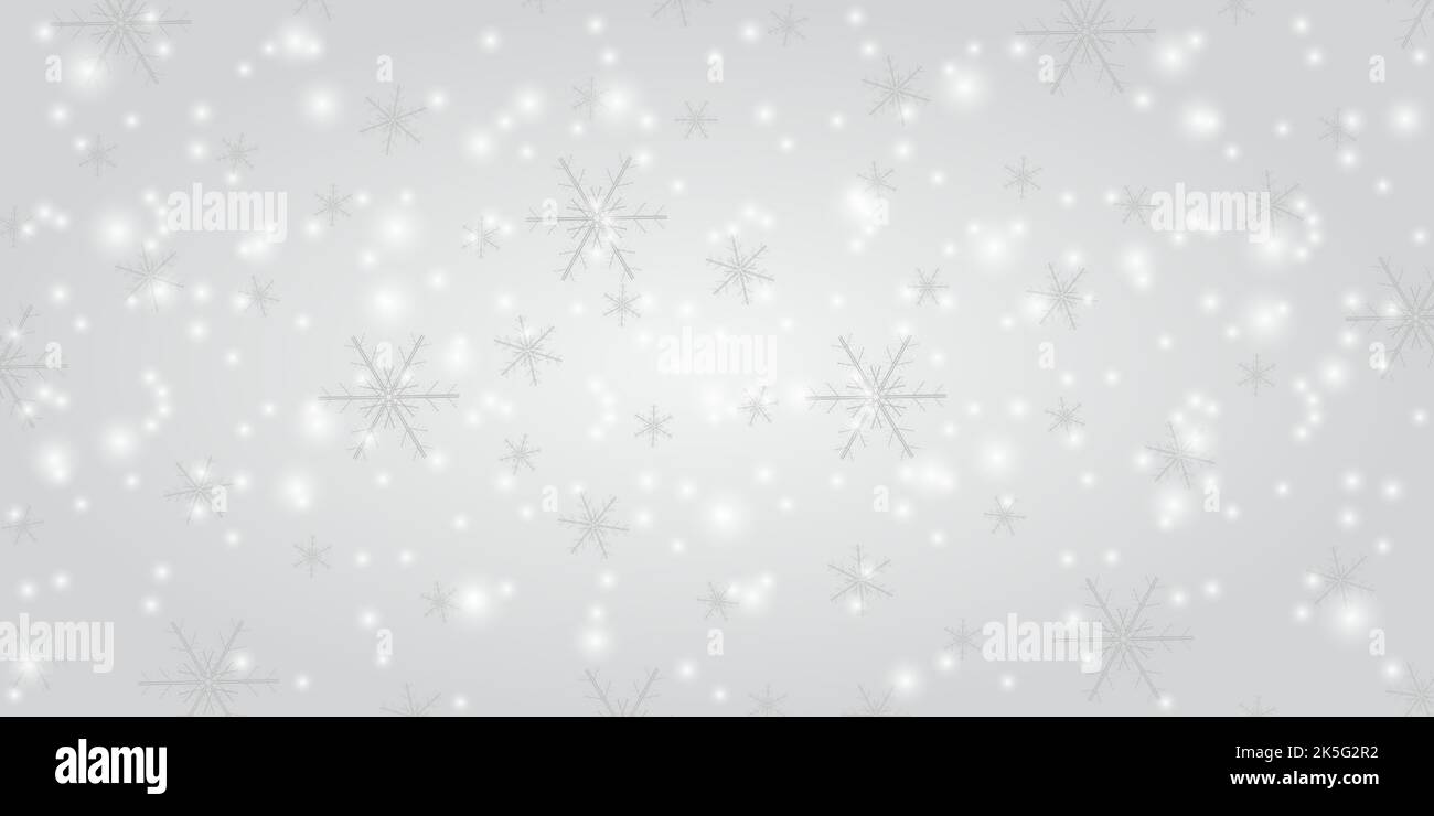 Snowfall on a white background. Winter snowflakes trendy vector ...