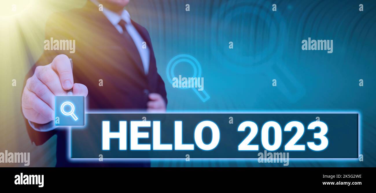Conceptual display Hello 2023. Concept meaning Hoping for a greatness ...