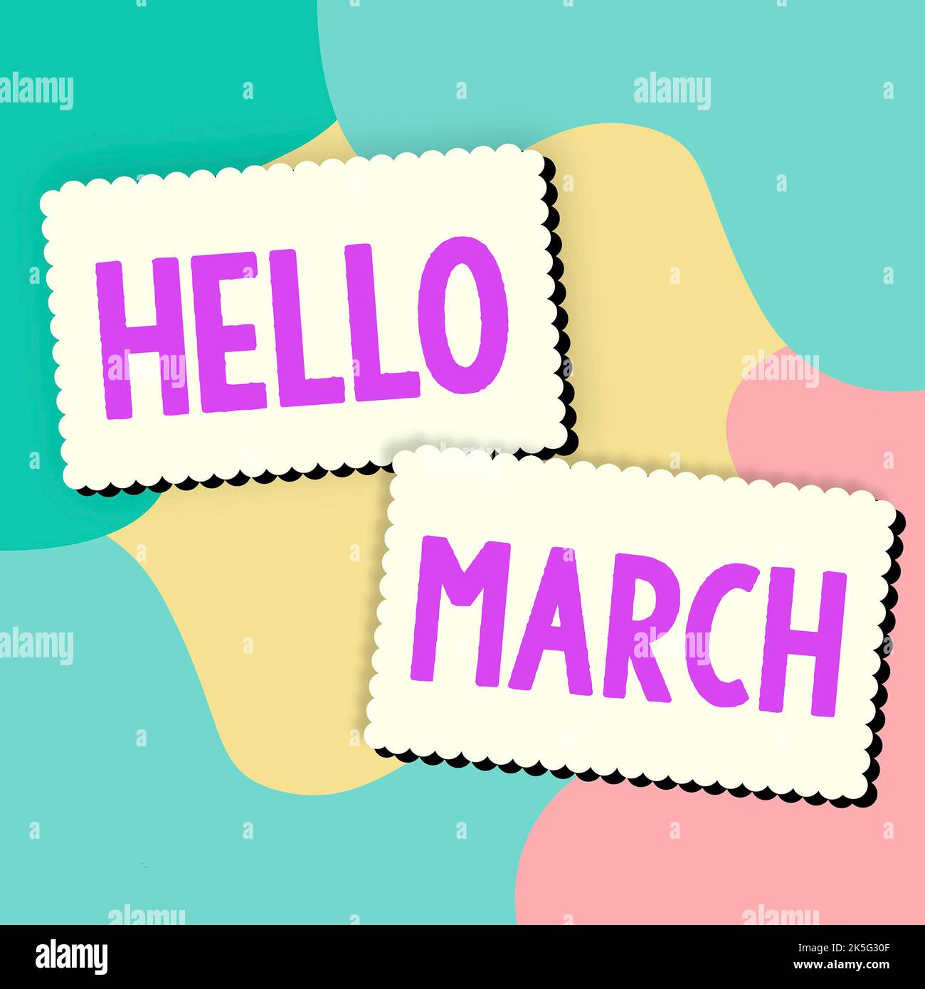 Hand writing sign Hello March. Conceptual photo a greeting expression ...