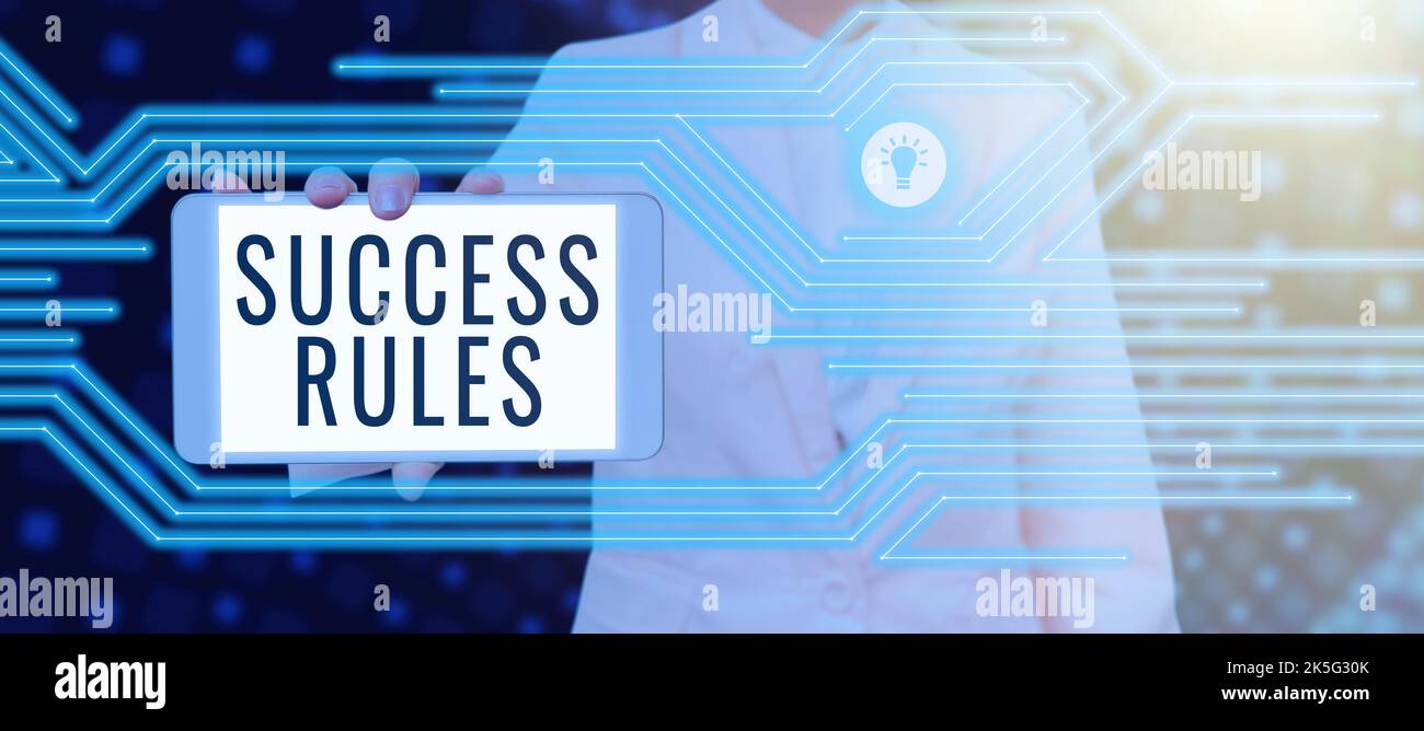 Hand writing sign Success Rules. Business concept established ways of setting goals making it ...