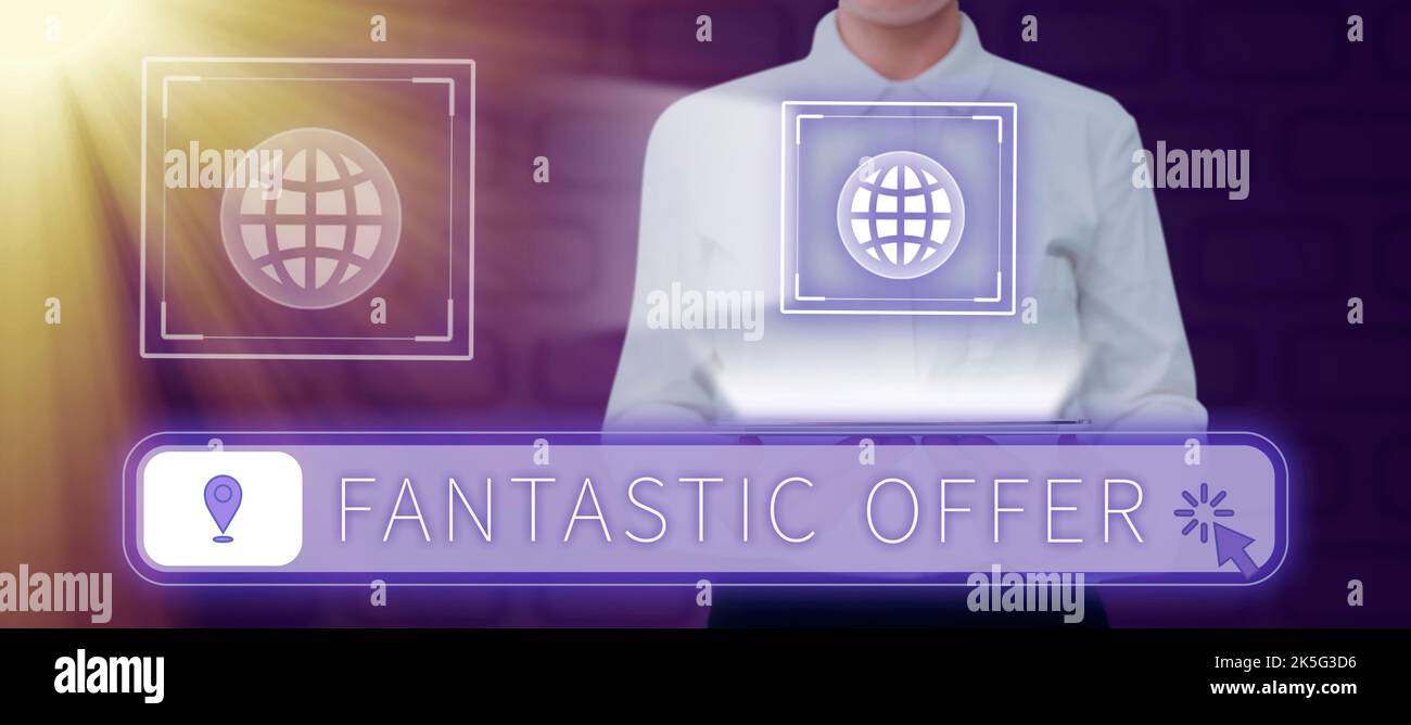 Hand writing sign Fantastic Offer. Internet Concept a marketing ...
