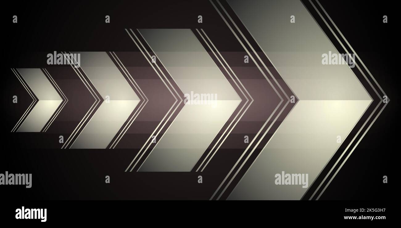 Abstract gold arrows metallic on a dark background. Luxury overlap ...