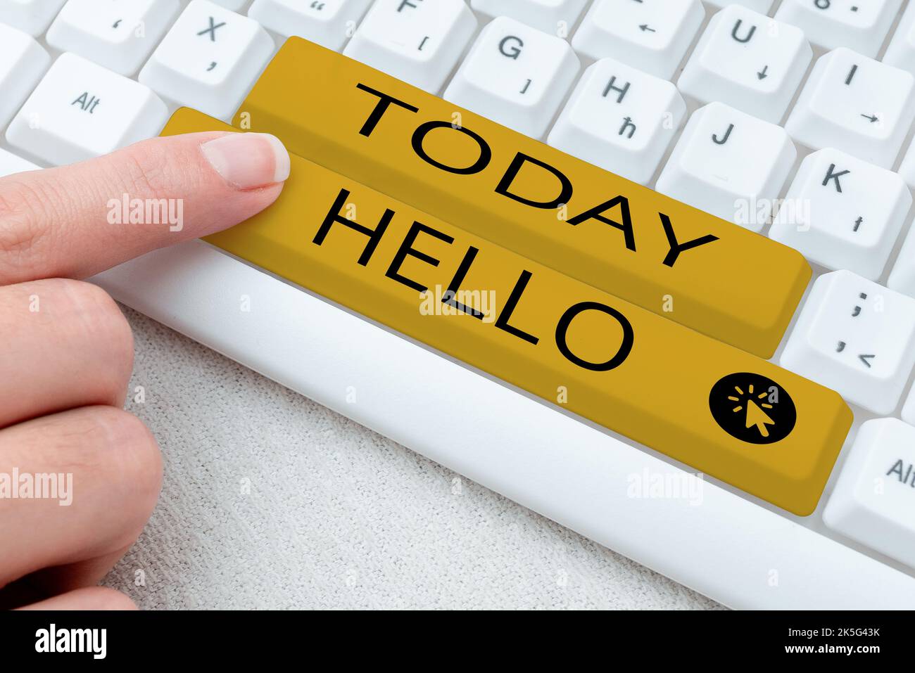 Hand writing sign Hello. Concept meaning alteration of hallo which was ...