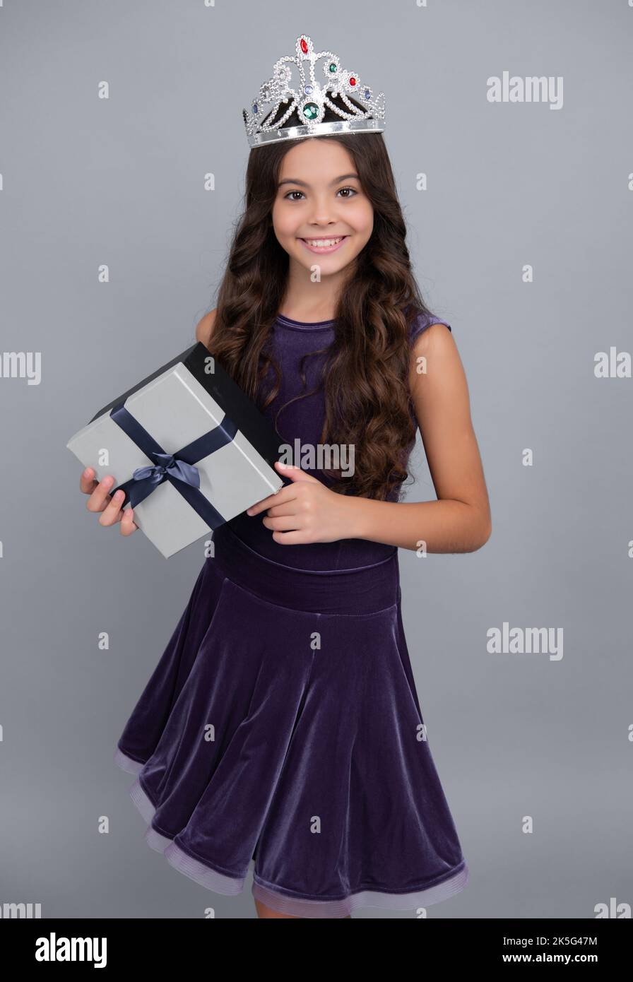 Teenager child with gift box. Present for holidays. Happy birthday ...