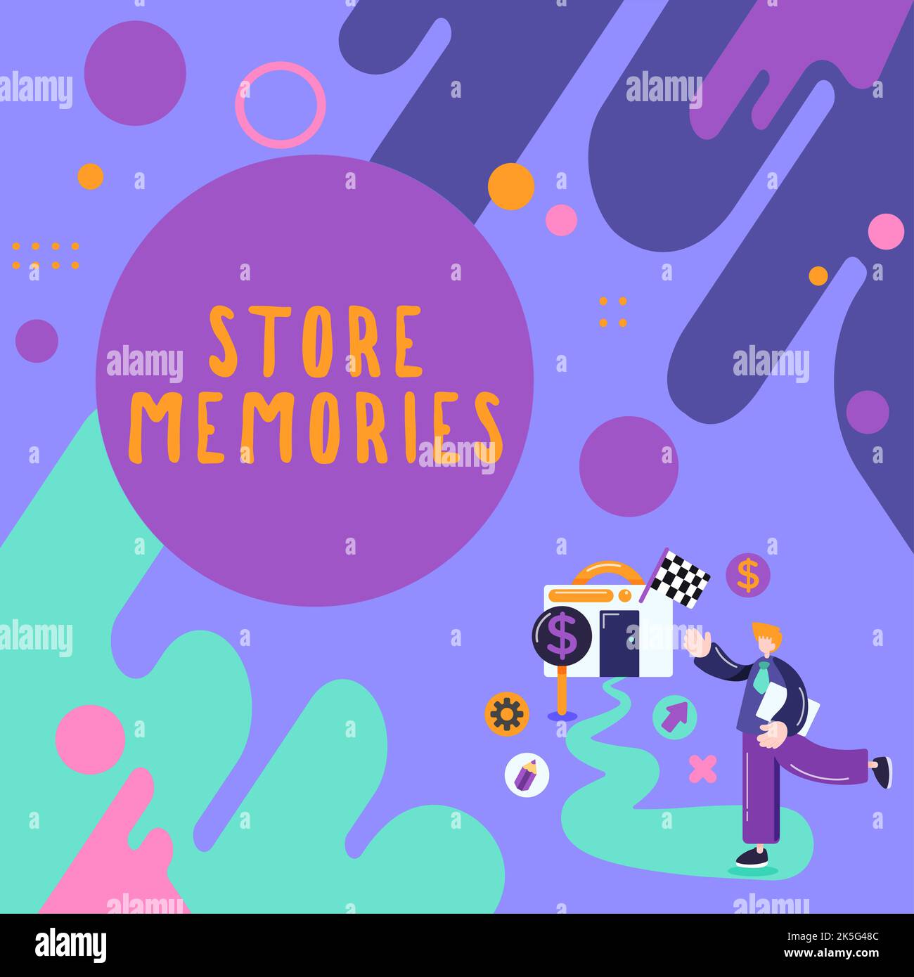 Hand writing sign Store Memories. Concept meaning a process of ...